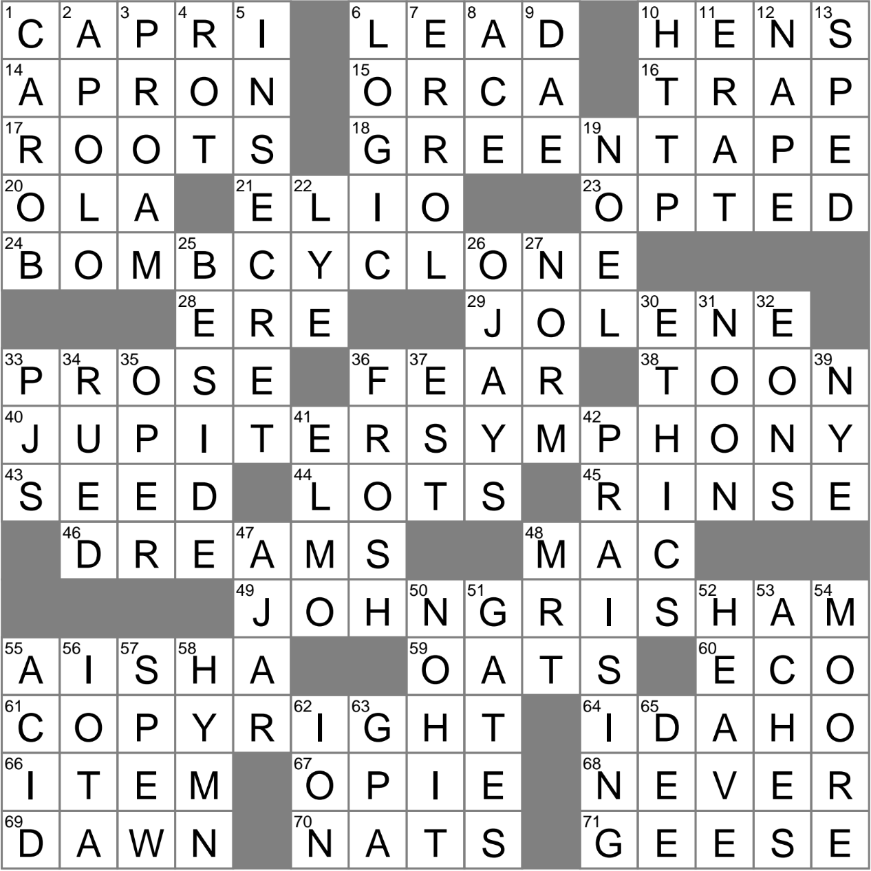 LA Times Crossword 3 Jan 24 Wednesday LAXCrossword